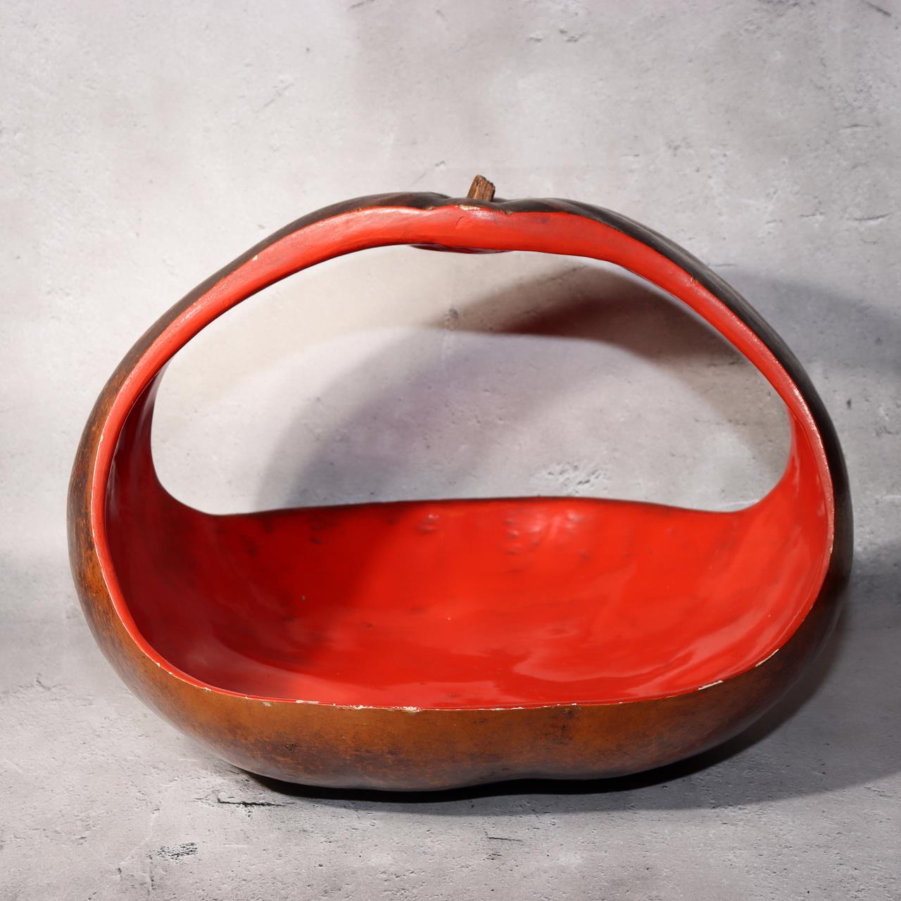 Japanese Lacquered Gourd Basket Fukube Sumitori Tea Ceremony Art Objec